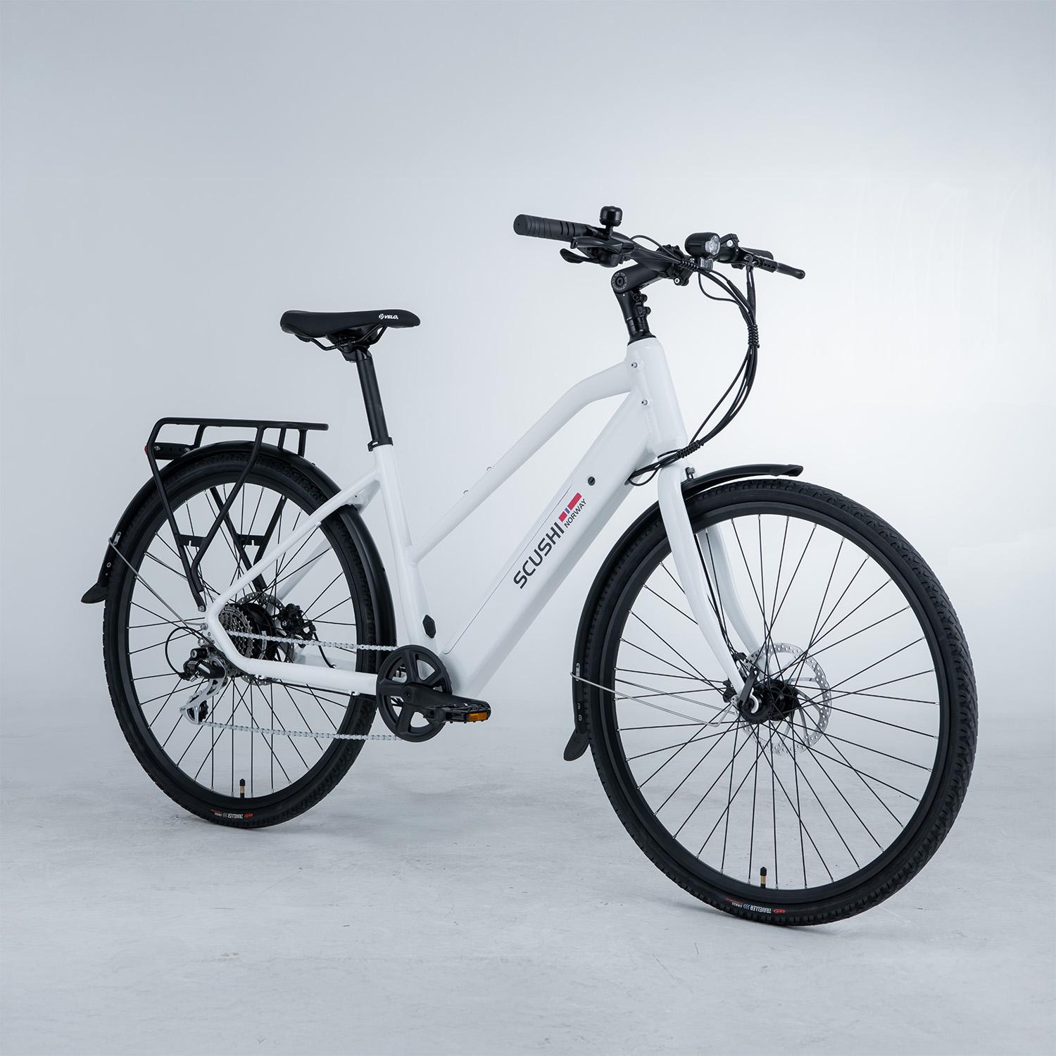 Scushi Norway Universe Elcykel, vit (360 Wh batteri) - Sportproffsen.se