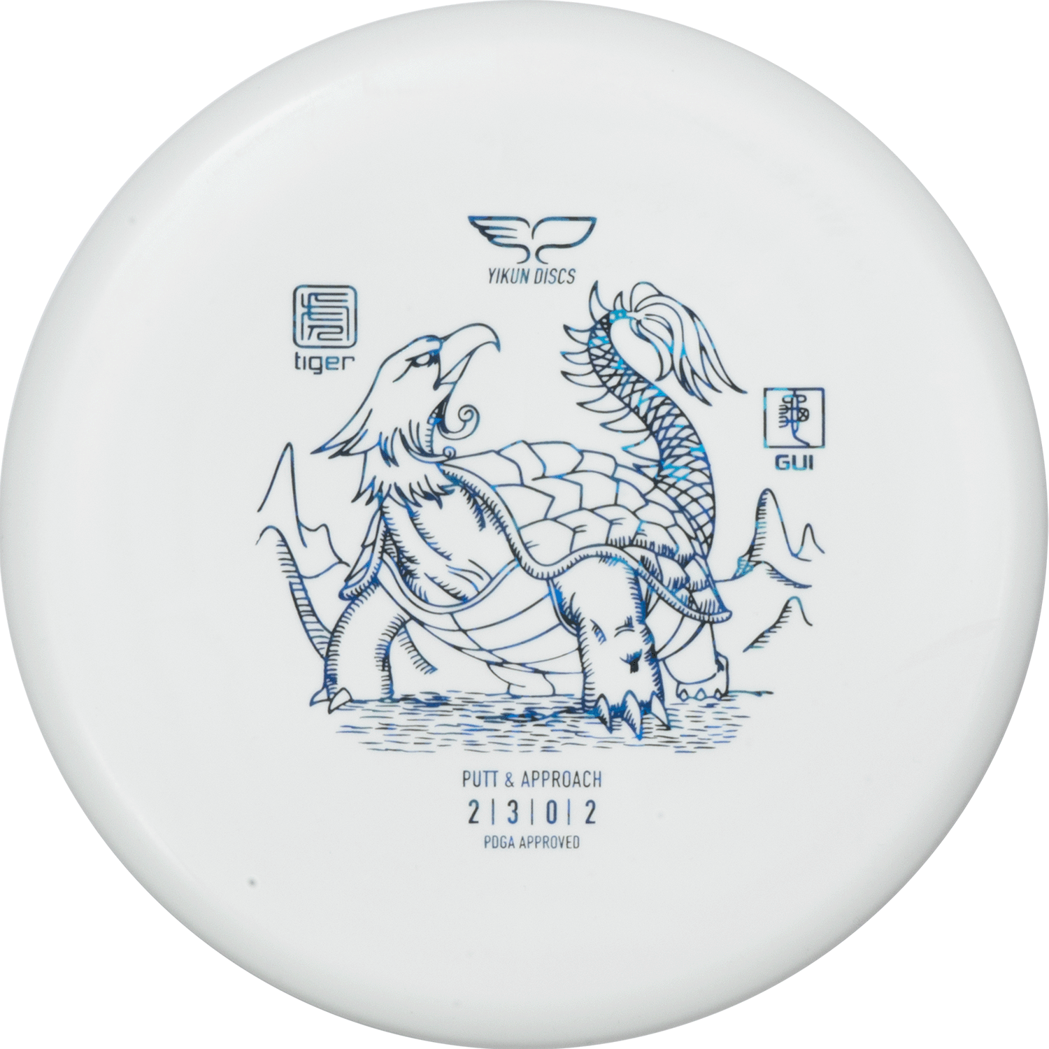 Yikun Tiger Line Gui Putter Frisbee golf disc, vit - Sportproffsen.se